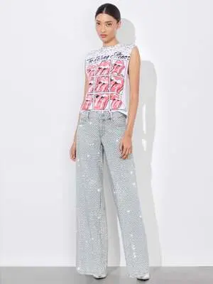 Alice + Olivia Embellished Rolling Stones Muscle Tank
