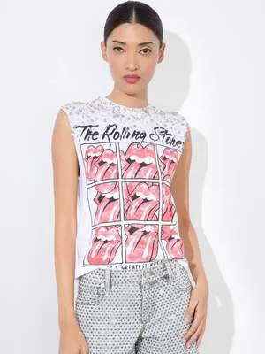 Alice + Olivia Embellished Graphic Muscle Tank