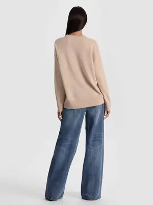 Alice + Olivia Laura Cashmere Crewneck Pullover - Oatmeal Heather