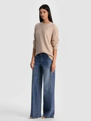 Alice + Olivia Laura Cashmere Crewneck Pullover - Oatmeal Heather