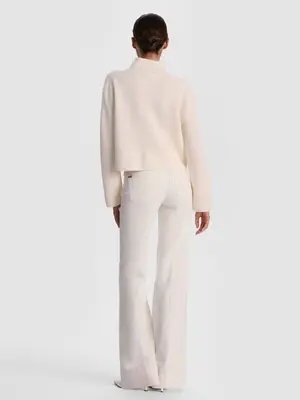 Alice + Olivia Nance Cashmere Ribbed Turtleneck Sweater - Ecru