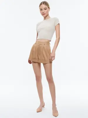 Alice + Olivia Ciara Pullover Ribbed Fine Knit Short Sleeve Top