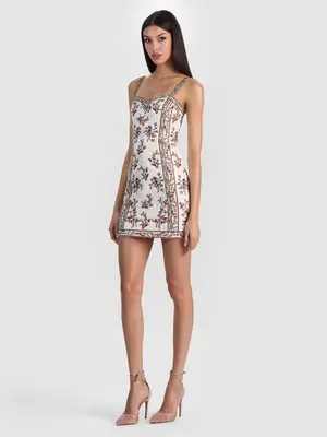 Alice + Olivia Katia Embroidered Mini Gown