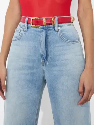 Alice + Olivia Hayden Buckle Belt - Bright Ruby/gold