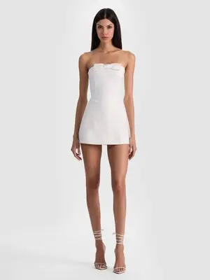 Alice + Olivia Katya Sculpted Bow Romper - Off White