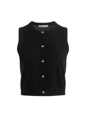 Alice + Olivia Loly Button Front Cashmere Vest - Black