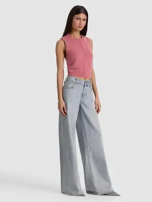 Alice + Olivia Loly Button Front Cashmere Vest - Deep Rose