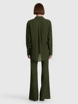 Alice + Olivia Dimitra Oversized Button-down Shirt With Classic Collar And High-low Hem