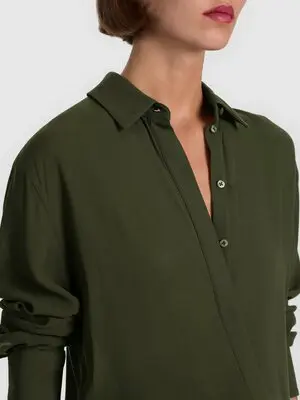 Alice + Olivia Dimitra Oversized Button-down Shirt With Classic Collar And High-low Hem
