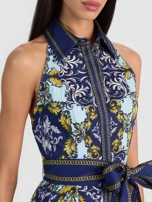 Alice + Olivia Sleeveless Mini Shirt Dress With Pom-pom Trim