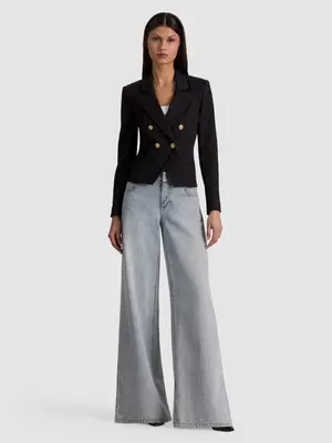 Alice + Olivia Sable Double Breasted Cropped Blazer - Black