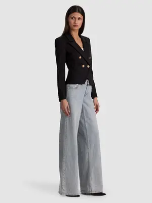 Alice + Olivia Sable Double Breasted Cropped Blazer - Black