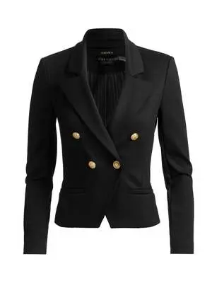 Alice + Olivia Sable Double Breasted Cropped Blazer - Black