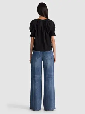 Alice + Olivia Thalia Embroidered Cotton Voile Puff Sleeve Blouse