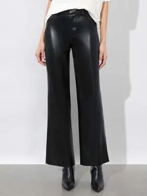 Alice + Olivia Alexander Vegan Leather Tailored Trousers - Black