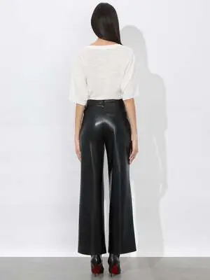 Alice + Olivia Alexander Vegan Leather Tailored Trousers - Black