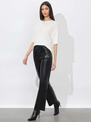 Alice + Olivia Alexander Vegan Leather Tailored Trousers - Black