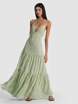 Tiered Eyelet Maxi Dresses
