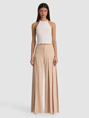 Alice + Olivia Ainslie Pleated Cropped Wide-leg Pants