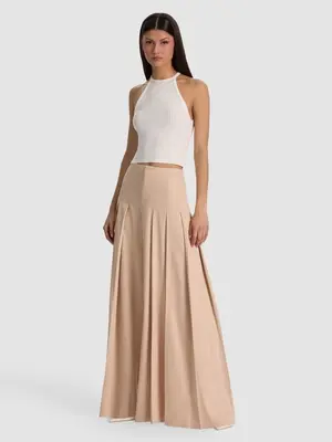 Alice + Olivia Ainslie Pleated Cropped Wide-leg Pants
