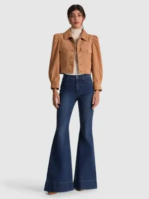 Alice + Olivia Lana Suede Puffed Sleeve Cropped Jacket