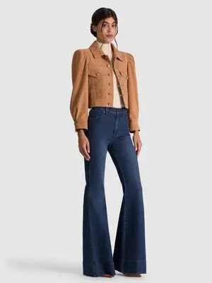 Alice + Olivia Lana Suede Puffed Sleeve Cropped Jacket