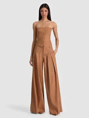Alice + Olivia Kelcey Strapless Linen Vest - Tan