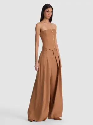 Alice + Olivia Kelcey Strapless Linen Vest - Tan