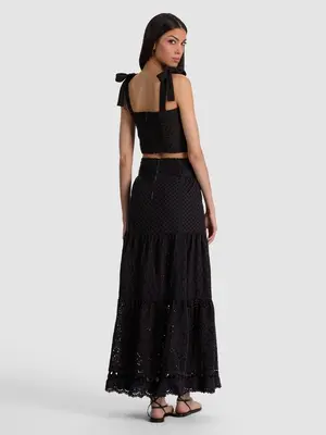 Alice + Olivia Leona Embroidered Midi Skirt