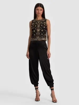 Alice + Olivia Amal Embellished Cropped Tank