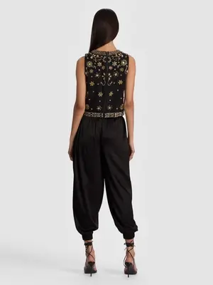 Alice + Olivia Amal Embellished Cropped Tank