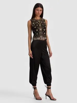Alice + Olivia Amal Embellished Cropped Tank
