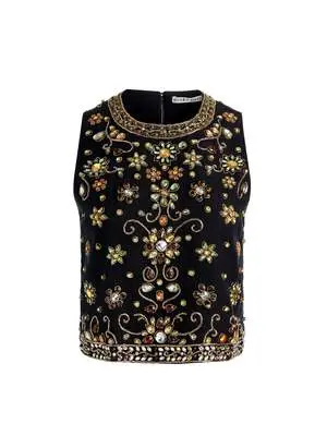 Alice + Olivia Amal Embellished Cropped Tank