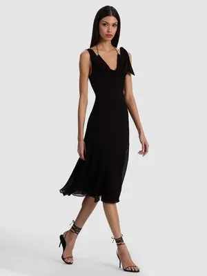 Alice + Olivia Abigail Bikini Cowl Neck Midi Dress With Floral Print - Black