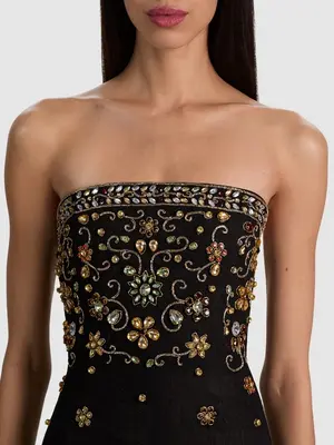 Alice + Olivia Nina Embellished Midi Dress - Black/multi