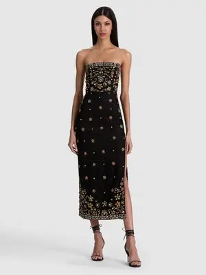 Alice + Olivia Nina Embellished Midi Dress - Black/multi