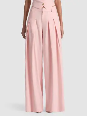 ALICE + OLIVIA Alice + Olivia Blaire Pleated Linen Wide-Leg Pants
