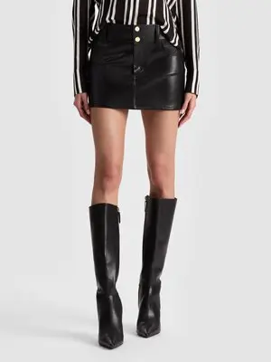 Alice + Olivia Laika Vegan Leather Mini Skirt - Black