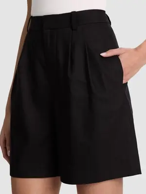 Alice + Olivia Conry Linen Bermuda Shorts - Black
