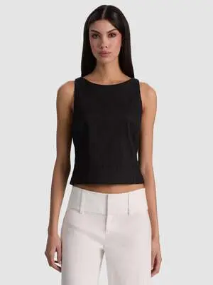 ALICE + OLIVIA Alice + Olivia Yvette Linen Boat Neck Tank