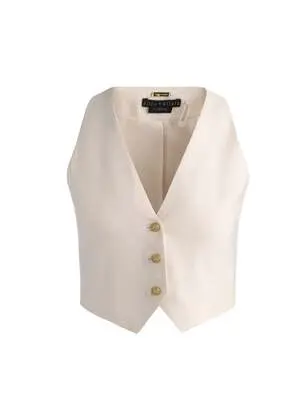 Alice + Olivia Donna Linen Vest - Oatmeal