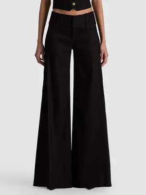 Alice + Olivia Olivia Wide Leg Linen Blend Pants - Black