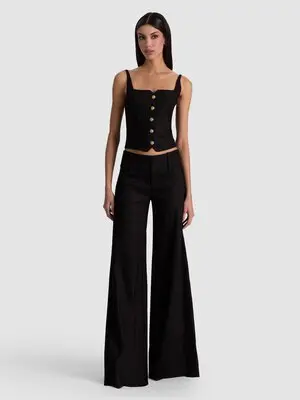 Alice + Olivia Olivia Wide Leg Linen Blend Pants - Black