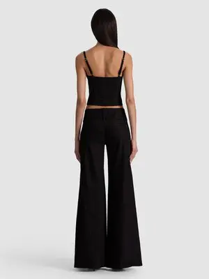 Alice + Olivia Olivia Wide Leg Linen Blend Pants - Black