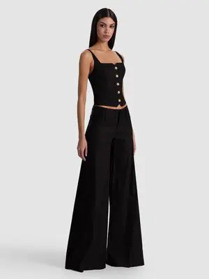 Alice + Olivia Olivia Wide Leg Linen Blend Pants - Black