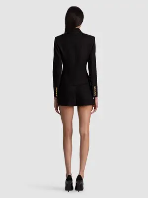 Alice + Olivia Sable Linen Cropped Blazer - Black