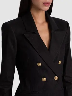 Alice + Olivia Sable Linen Cropped Blazer - Black