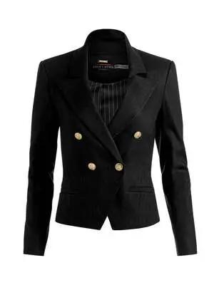 Alice + Olivia Sable Linen Cropped Blazer - Black