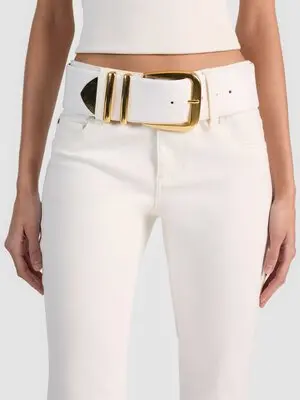 Alice + Olivia Harley Wide Belt - White/gold
