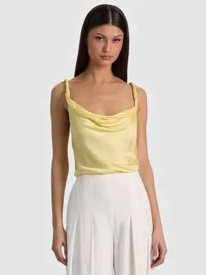 Alice + Olivia Monique Twist Strap Tank - Butter